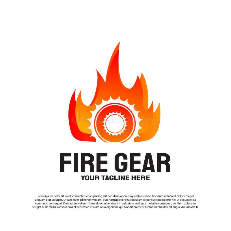 Fire Logo Design with Gears Concept. Vector Technology Icon Stock ...