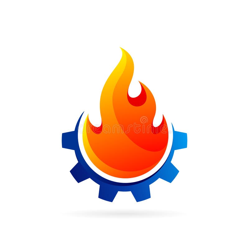 Flame Fire and Gear Vector Logo Design Stock Vector - Illustration of ...