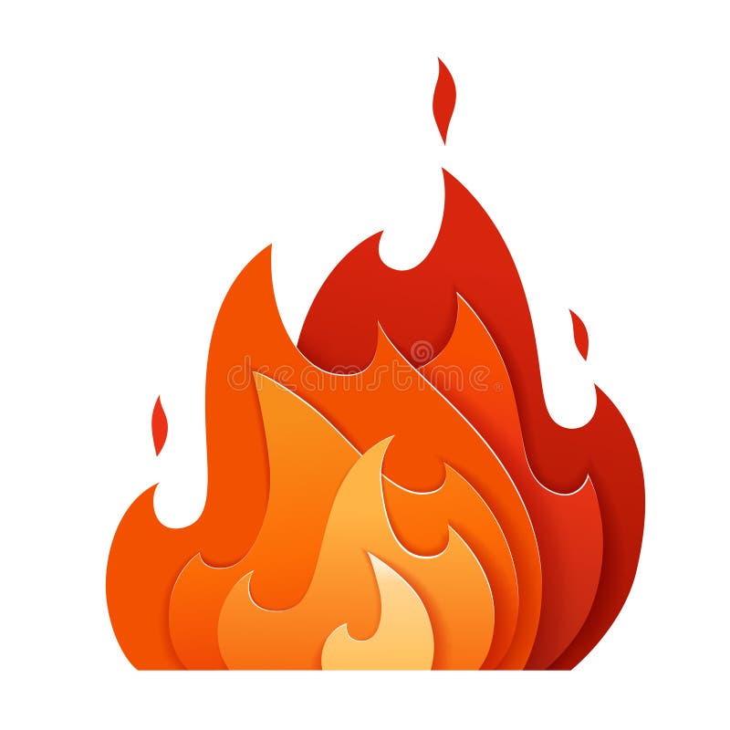 Fire Logo Cut Out of Paper. Icon Flame from Layers Stock Vector ...