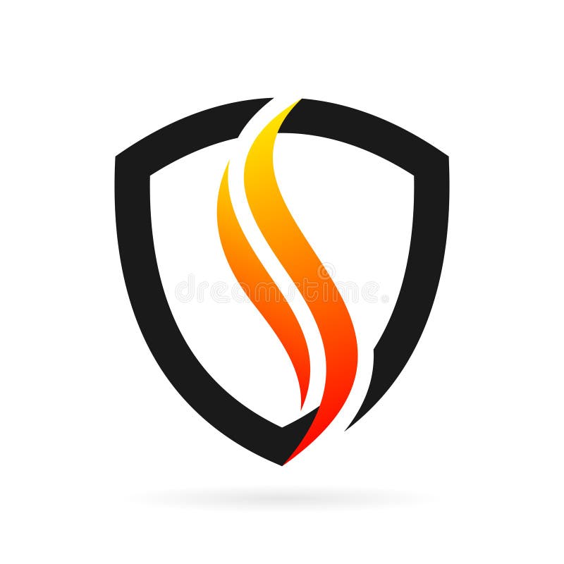 Burn Fire Shield Logo Vector Template Stock Vector - Illustration of ...