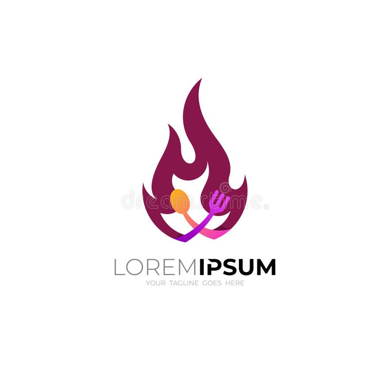 Fire Logo with Spoon and for, Restaurant Logo Template Cooking Logo ...