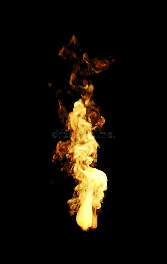 Fire with Long Flames on Black Stock Image - Image of burnt, heat ...