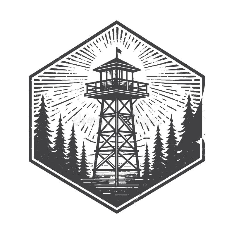 Simple Fire Lookout Tower Vector Design Vintage Logo Retro Illustration ...