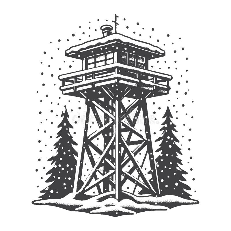 Simple Fire Lookout Tower Vector Design Vintage Logo Retro Illustration ...