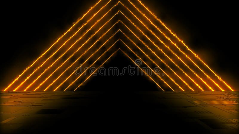 Fire Loop Animation. Wet Asphalt, Night View. Fiery Reflection on the ...