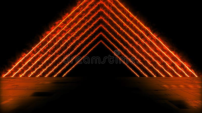 Fire Loop Animation. Wet Asphalt, Night View. Fiery Reflection on the ...