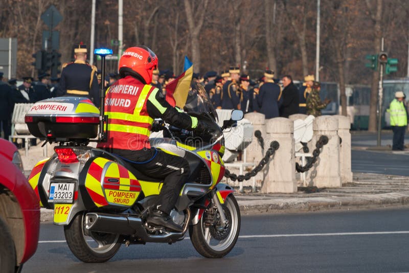 Fire Man Motorcycle at 1st December Parade Editorial Stock Image ...