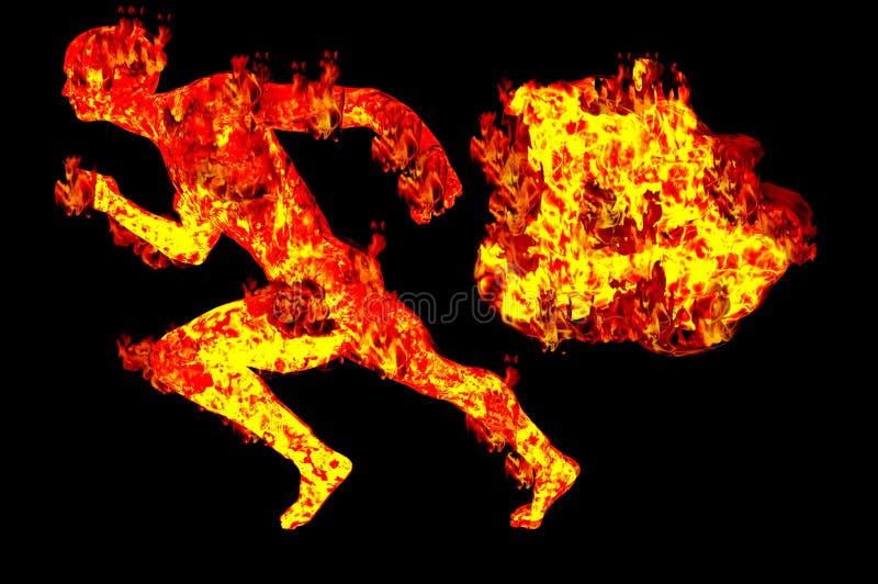 Fire man running stock illustration. Illustration of heat - 16113616