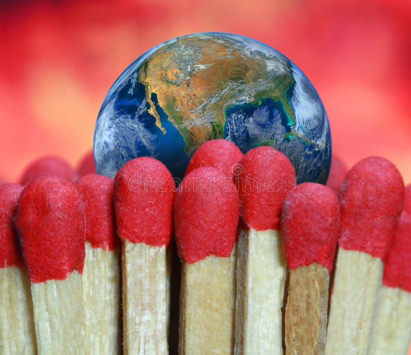 Fire Match and the Earth, Including Elements Furnished by NASA Stock ...