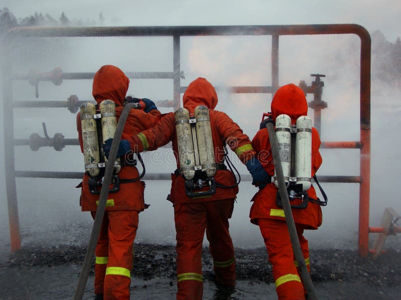 Fire Men in Action Burning Building Stock Photo - Image of dangerous ...
