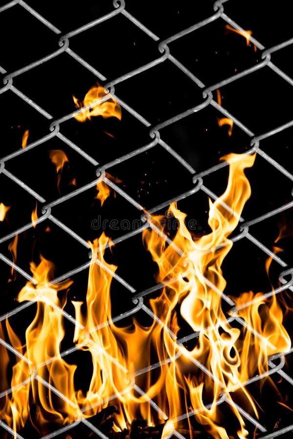 Fire in a metal grid stock image. Image of handle, grid - 105263873