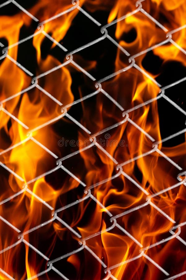 Fire in a metal grid stock image. Image of metal, activate - 105264423