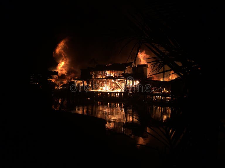 Fire in the Middle of the Night Stock Image - Image of disaster, night ...