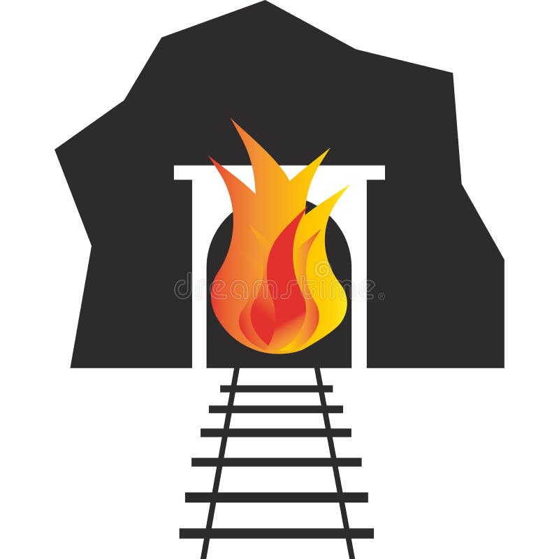 A Fire in the Mine. Vector Black Image. Stock Vector - Illustration of ...