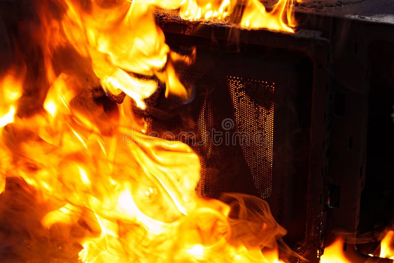 Fire and Molten Plastic on a Black Background. the Concept of Fire in ...