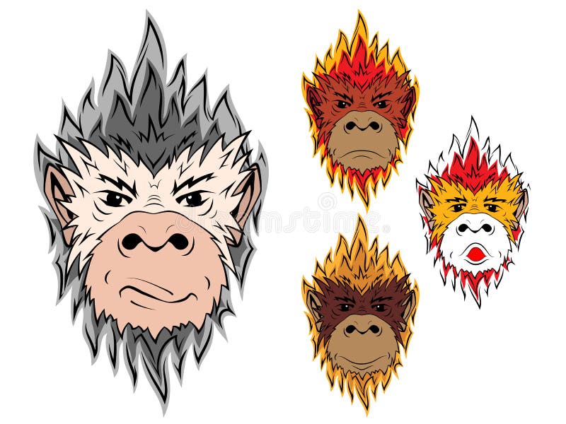 Fire Monkey Face Stock Illustrations – 164 Fire Monkey Face Stock ...