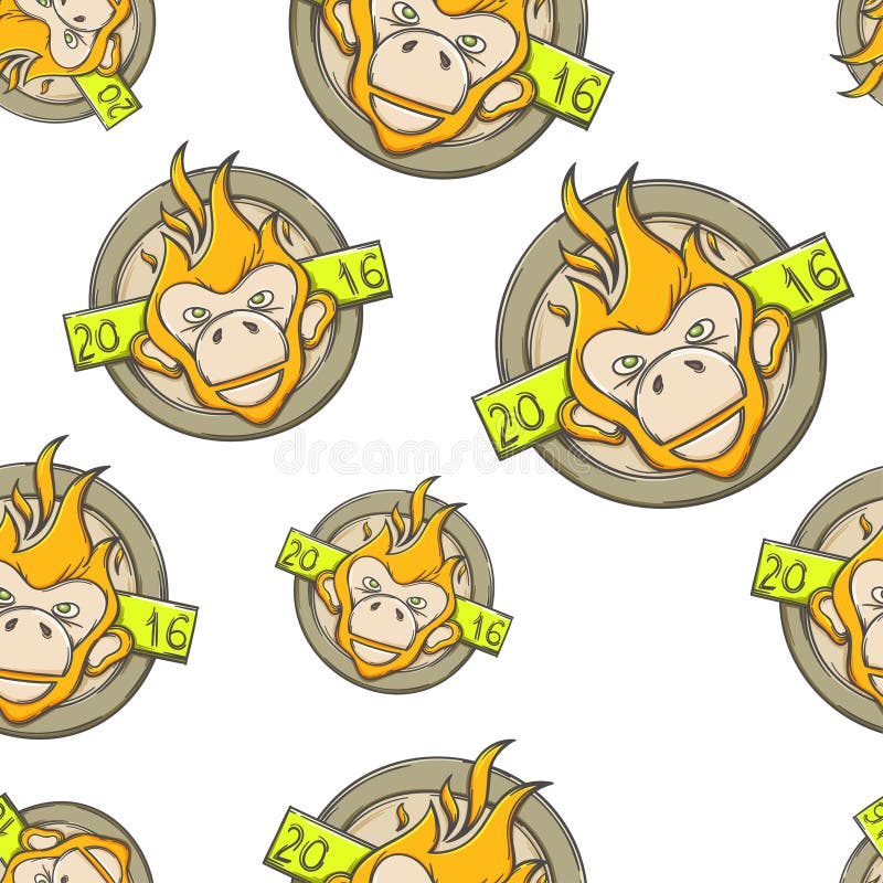Fire Monkey Seamless Four stock vector. Illustration of monkey - 63377774