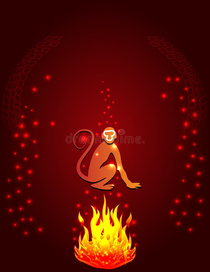 Fire Monkey silhouette stock vector. Illustration of sparkles - 97662011