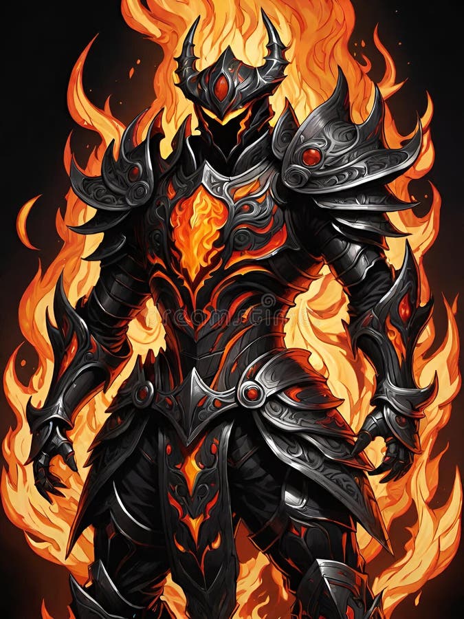 Fire Monster with an Armour Stock Illustration - Illustration of ...