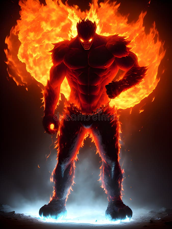Fire Monster in Dark Hell, Ai Generated Stock Illustration ...
