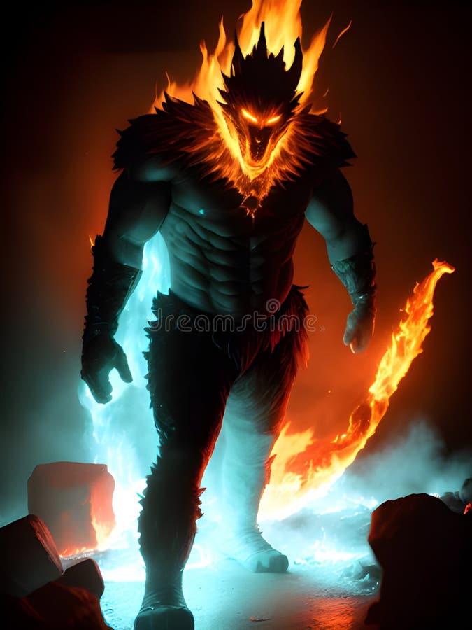 Fire Monster in Dark Hell, Ai Generated Stock Illustration ...