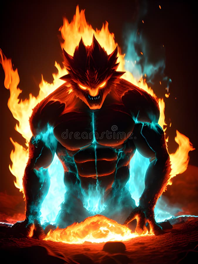 Fire Monster in Dark Hell, Ai Generated Stock Illustration ...