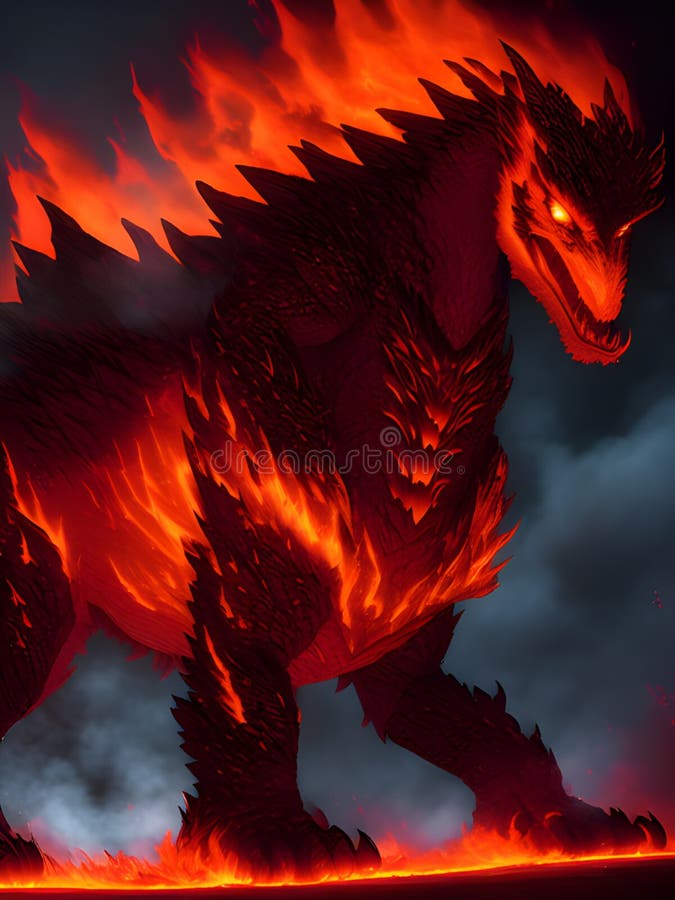 Fire Monster Face. Generate Ai Stock Illustration - Illustration of ...