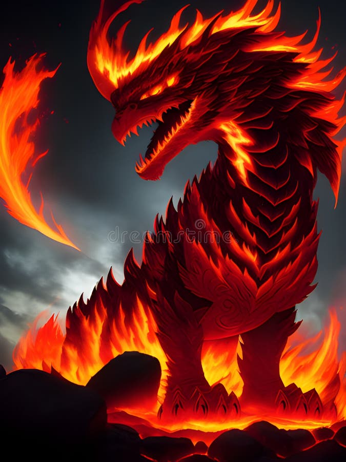 Fire Monster Face. Generate Ai Stock Illustration - Illustration of ...