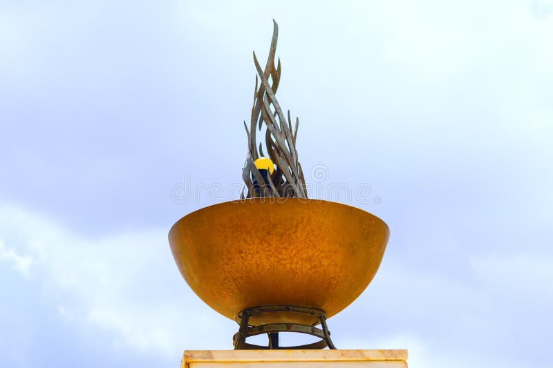 Fire Monument Made of Copper Stock Image - Image of metal, flames ...