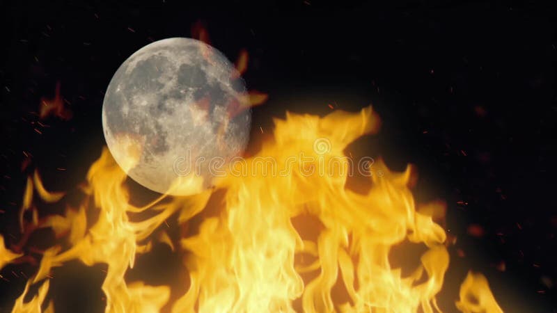 Fire with Moon in Background Stock Footage - Video of full, night: 61539184