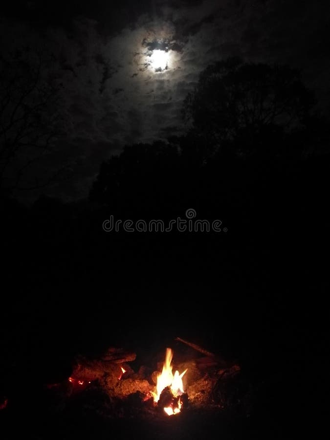 Fire Moon during Canadian Forest Fire Smoke in Night Sky Stock Image ...