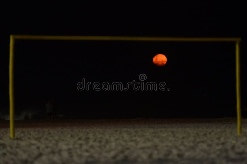 Fire Moon during Canadian Forest Fire Smoke in Night Sky Stock Image ...
