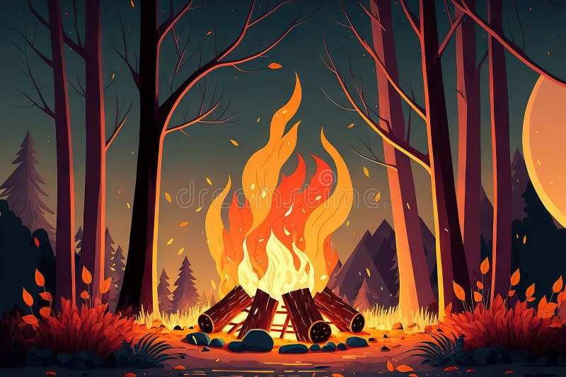 The Fire is in Motion. Nature. Fire Stock Illustration - Illustration ...