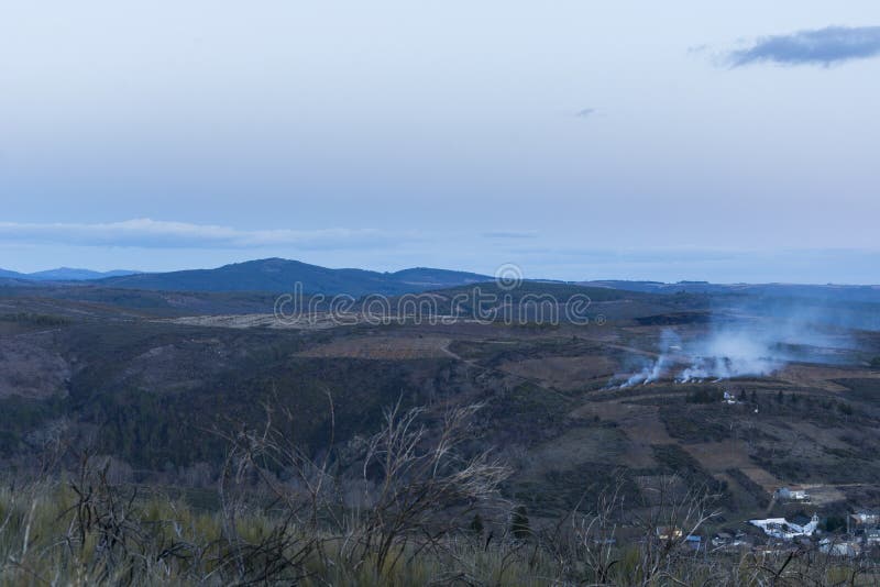 Fire in the Mountains at the Sunset Stock Image - Image of danger ...