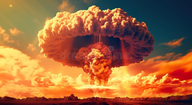 Fire Mushroom of Nuclear Explosion, Atomic War and Apocalypse Concept ...