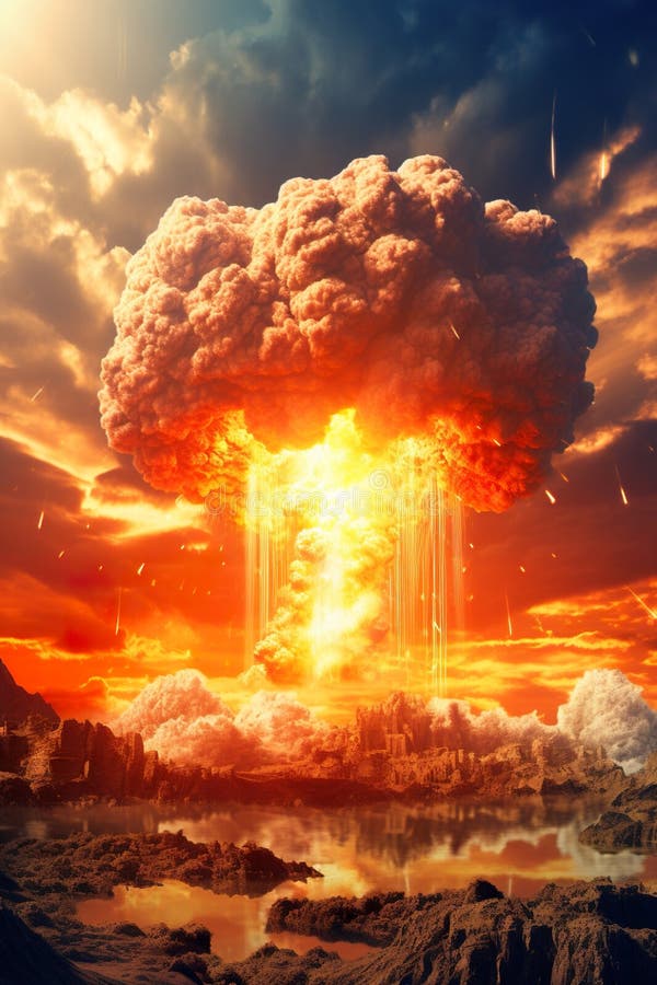 Fire Mushroom of Nuclear Explosion, Atomic War and Apocalypse Concept ...