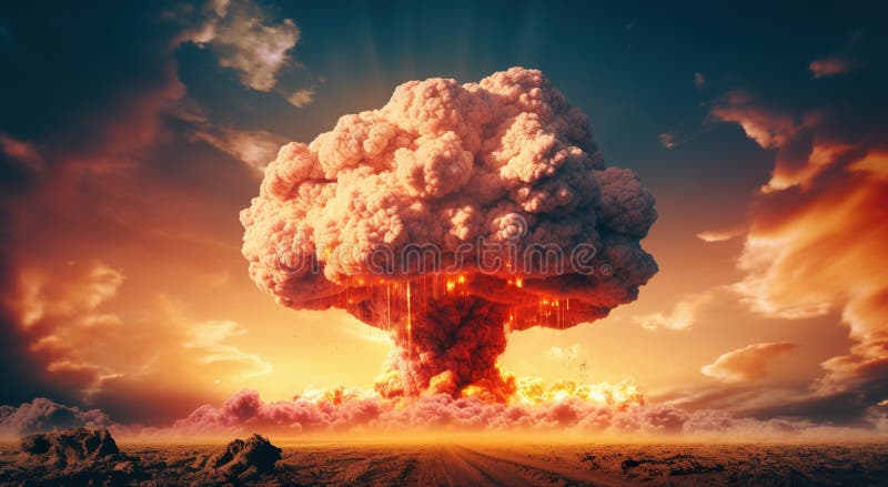 Fire Mushroom of Nuclear Explosion, Atomic War and Apocalypse Concept ...