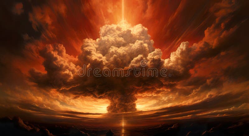 Fire Mushroom of Nuclear Explosion, Atomic War and Apocalypse Concept ...