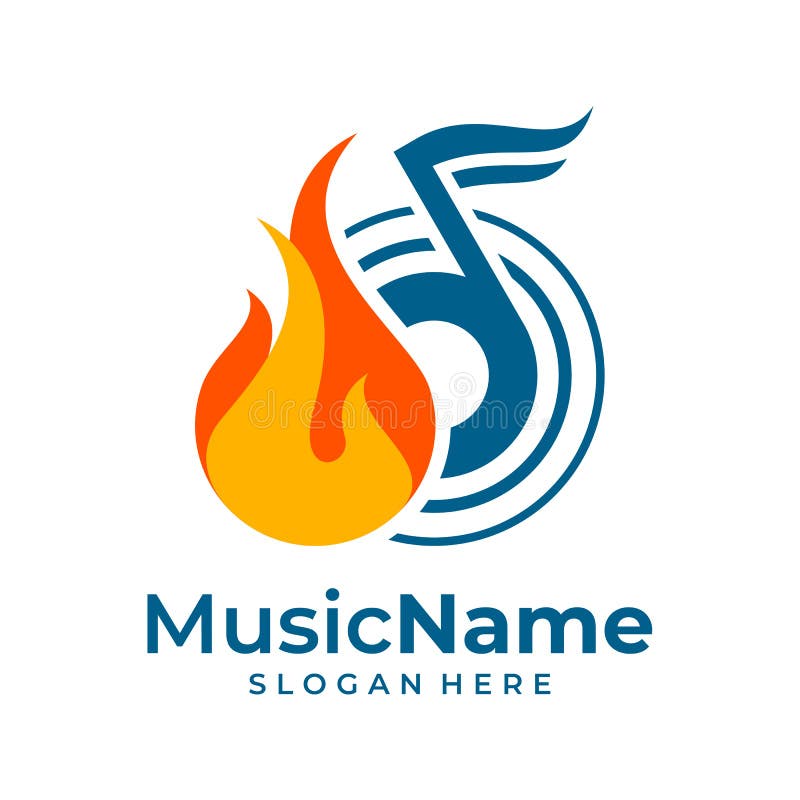 Fire Music Logo Vector. Music Fire Logo Design Template Stock ...