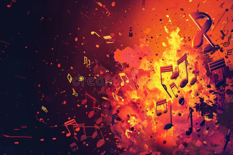 Fire with Music Notes Emerging from the Blaze Stock Photo - Image of ...