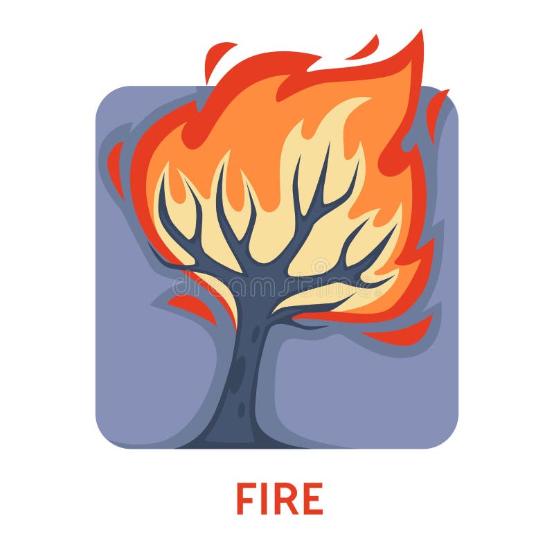 Fire Natural Disaster Wildfire Tree in Flame Isolated Icon Stock Vector ...