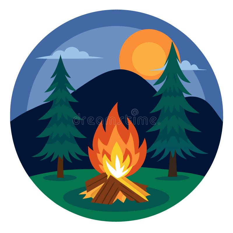 Fire in Nature . Bonfire in the Forest. Sunset Evening Night Bonfire ...