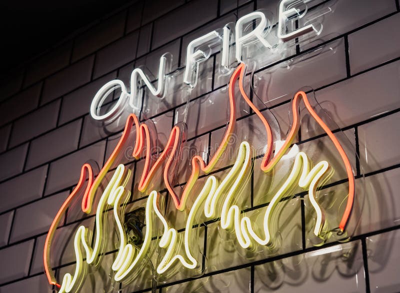 Fire Neon Sign To Hang on the Wall Stock Image - Image of tube, shape ...
