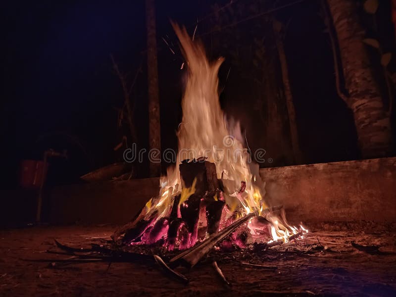 Fire on night stock photo. Image of night, fire - 184837960