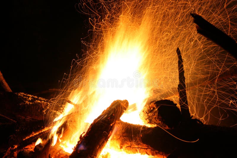 Fire in the night stock photo. Image of fire, heat, camping - 6453208