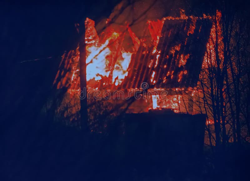 Fire at night stock photo. Image of firefighter, fright - 107450252