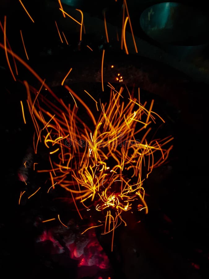 Fire, Night, Sparks stock image. Image of sparks, mobilephotographer ...