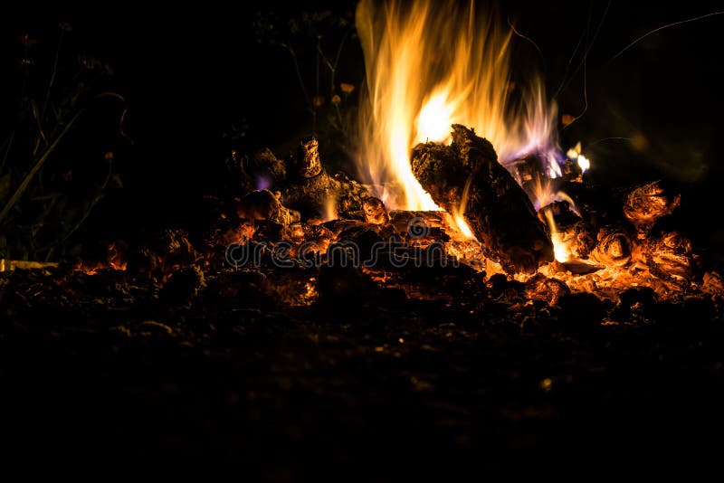 Fire at night stock photo. Image of firewood, light, flame - 95070726