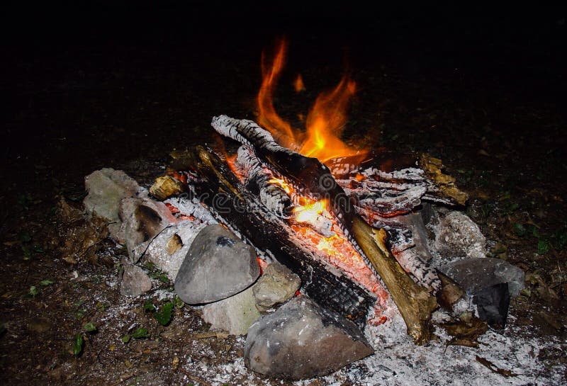 Fire in night stock photo. Image of fall, long, leaves - 47147902