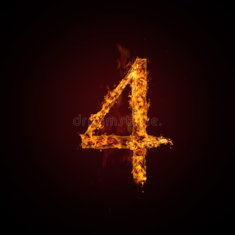 Flames Alphabet Number 4 Four Stock Illustration - Illustration of ...